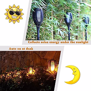 FAISHILAN 6 Pack Solar Flame Flickering Torch Solar Outdoor Lights LED Waterproof Solar Flame Light Torches Landscape Torch Solar Powered LED Light for Outside Pathway Yard Dusk to Dawn
