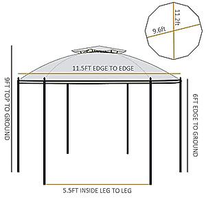 Outsunny 11.5' Patio Gazebo, Outdoor Gazebo Canopy Shelter with Curtains, Romantic Round Double Roof, Solid Steel Frame for Garden, Lawn, Backyard and Deck, Cream White