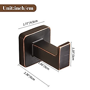 FORBATH Bronze Towel Hooks，Bathrooms Coat Hooks Wall Mounted，Oil Rubbed Square Wall Hooks Robe Hooks 2 Pieces Stainless Steel Bathroom Accessories