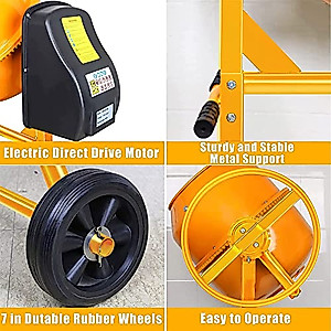 GIVIMO 4.2 CU FT Electric Cement Mixer Electric Concrete Mixer 1/2 HP 120 L Construction Mortar Stone Cement Mixing Machine 30RPM