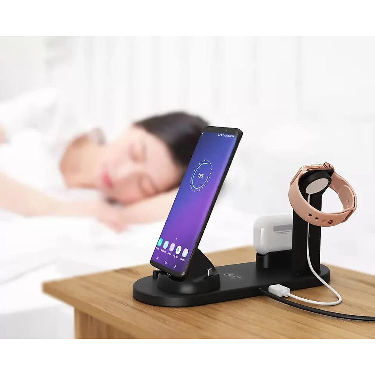 Wireless Charger, 6 in 1 Wireless Charging Station, Fast Wireless Charger Stand for iPhone 14/13/12/11/Pro/Max/XS/XR/X/8/Plus, for Apple Watch 7/6/5/4/3/2/SE, for AirPods 3/2/Pro(Black)