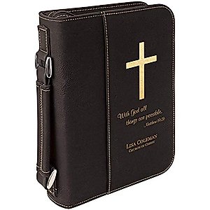 Custom Bible Cover | with God All Things are Possible |Personalized Bible Cover (Black Gold)