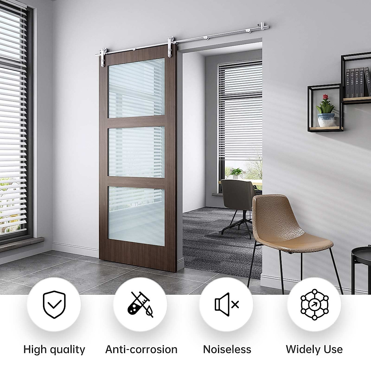 EaseLife 5 FT Stainless Steel Sliding Barn Door Hardware Track Kit,Heavy Duty,Anti-Rust Anti-Corrosion,Slide Smoothly Quietly,Easy Install (5FT Track Kit for 26"~30" Single Door)