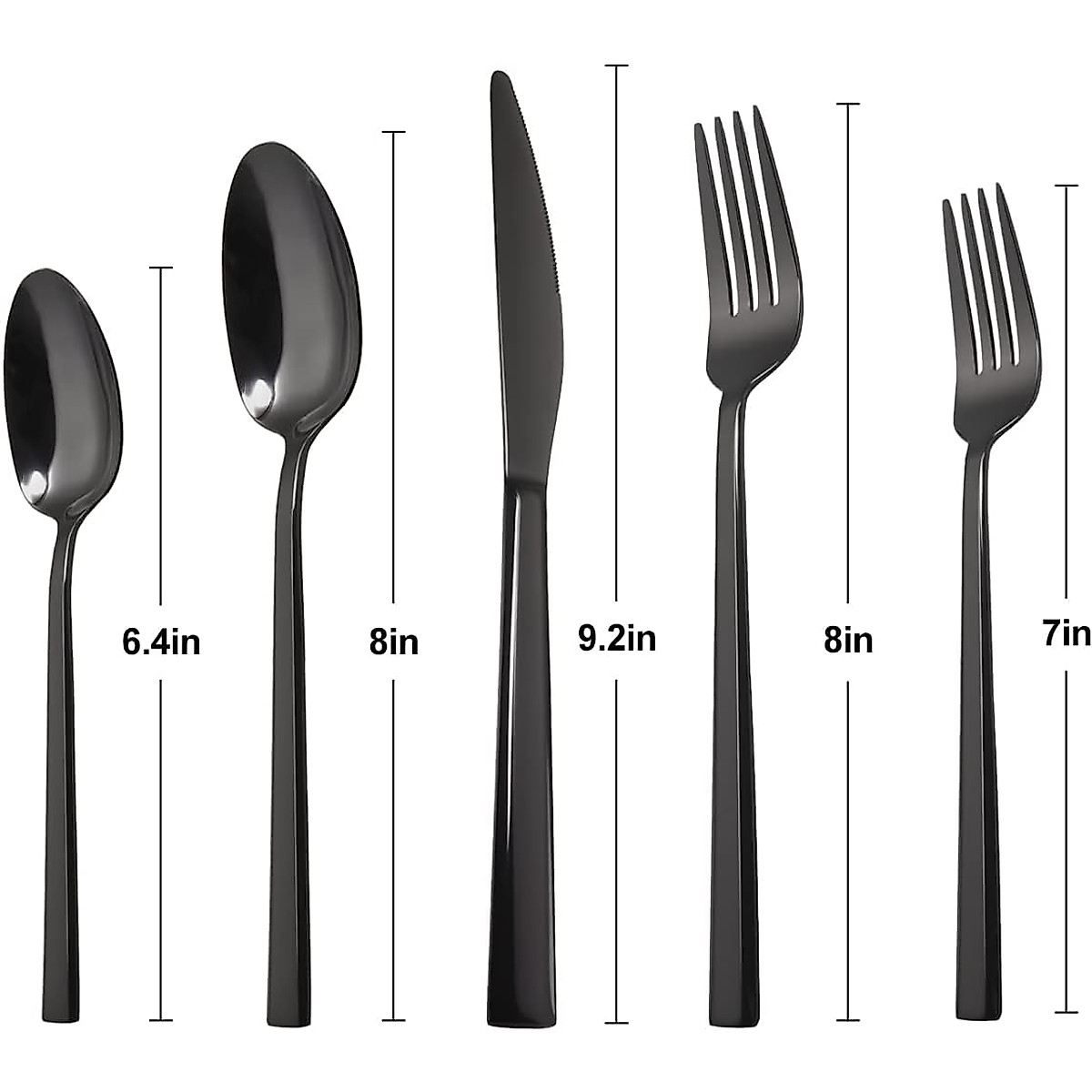 40-Piece Silverware Flatware Set, Stainless Steel Cutlery Set, Mirror Polished Utensils for 8, Includes Forks Spoons Knives Silverware, Dishwasher Safe (black)