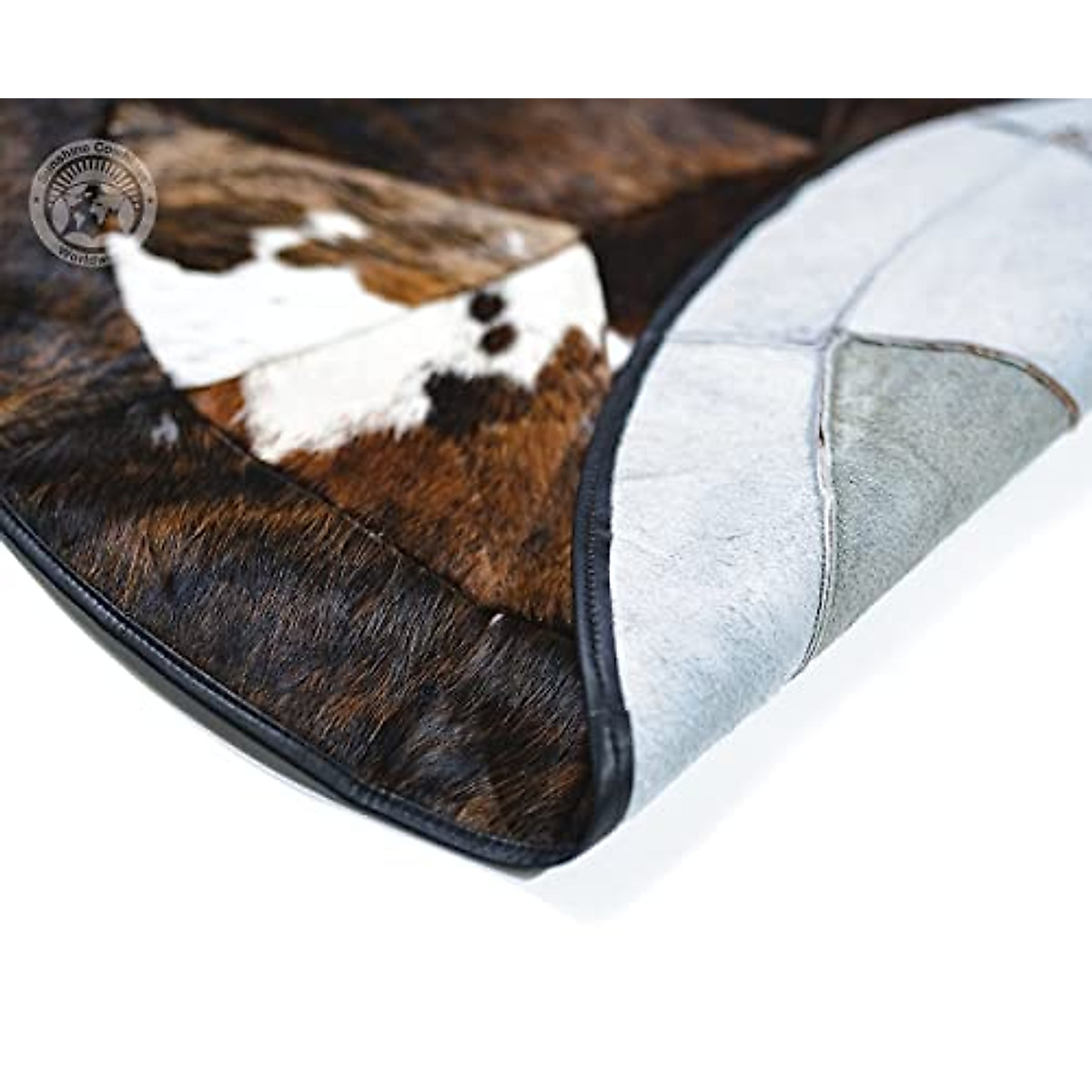 Genuine Round Cowhide Rug Rodeo Star Patchwork 60" Area Rug