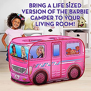 Barbie Camper Pop Up Play Tent – Large Princess Castle Tent for Girls | Folds for Easy Storage with Carrying Bag Included | Amazon Exclusive – Sunny Days Entertainment