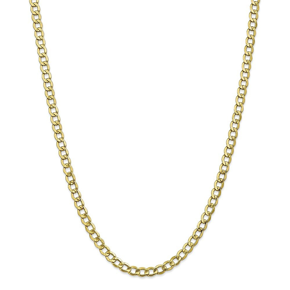 10k Yellow Gold 5.25mm Curb Cuban Link Chain Necklace - with Secure Lobster Lock Clasp 18"
