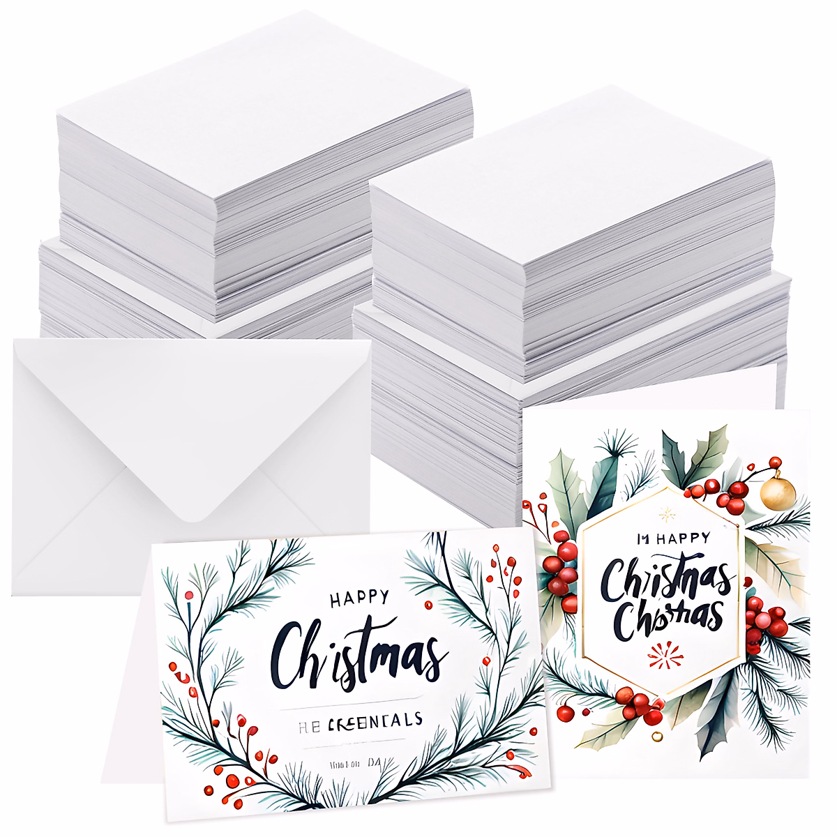 ANSSDO 50 Pack 5x7 Inch White Cotton Watercolor Cards with Envelopes, Foldable, Heavyweight 140lb, Greeting Cards for All Occasions