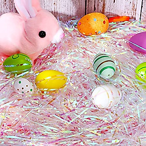 17.6 oz Easter Basket Grass Raffia Plastic Paper Shreds Craft Shredded Confetti Tissue Basket Filler for Easter Spring Party Gift Packing Decoration (Iridescent,Stylish Style)
