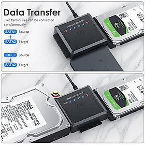Hard Drive Reader, SATA/IDE to USB 3.0 Adapter External Hard Drive Ultra Recovery Converter for 2.5/3.5 HDD/SSD Hard Drive, Included 12V/2A Power Adapter