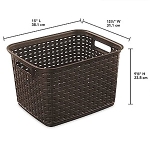 Sterilite Wicker Weave Plastic Laundry Hamper Storage Basket, Brown (12 Pack)
