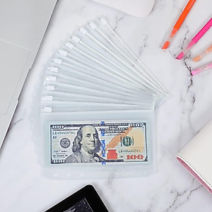 SKYDUE 12PCS Binder Pockets，A6 Size 6 Holes Zipper Cash Envelopes for A6 6-Ring Notebook Binder for School Home Office