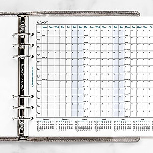 Filofax Calendar Diary Refill, A5 Size, Horizontal Year Planner, White Paper, English, 2024 (C68506-24)