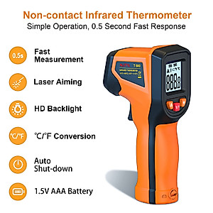 Upgrade 2023 Laser Infrared Thermometer Non-Contact Digital Temperature Gun, -58℉～1112℉(-50℃～600℃) IR Thermometer for Industrial, Kitchen Cooking, Automotive, HVAC (Not for Human Body Temp)