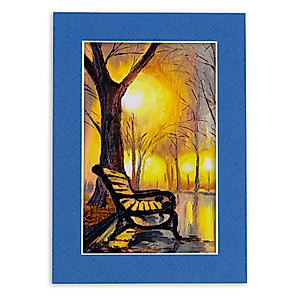 10x14 Mat Bevel Cut for 8x10 Photos - Acid Free Royal Blue Precut Matboard - For Pictures, Photos, Framing - 4-ply Thickness