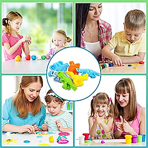 12 Pieces Play Dough Tools Dinosaur Plastic Molds Kits Colorful Dough Toys Set Dinosaur World Dough Set for Play with Animals Presents Party Favors