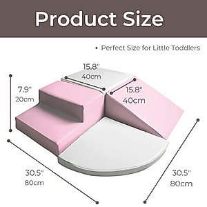 Wonder Space Tiny Climb and Crawl Soft Foam Play Set, Indoor Room Preschool Corner Baby Stage Slide Activity Play Structure, Motor Skills Early Development Gym Toy for Toddlers and Kids (Pink)