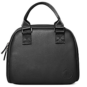 Simple Modern Vegan Leather Lunch Tote Bag for Women, Men, Work | Reusable Insulated Cooler Lunch Box Container for Adult Cute Faux PU Leather Lunch Purse | Very Mia Collection | 5 Liter | Black