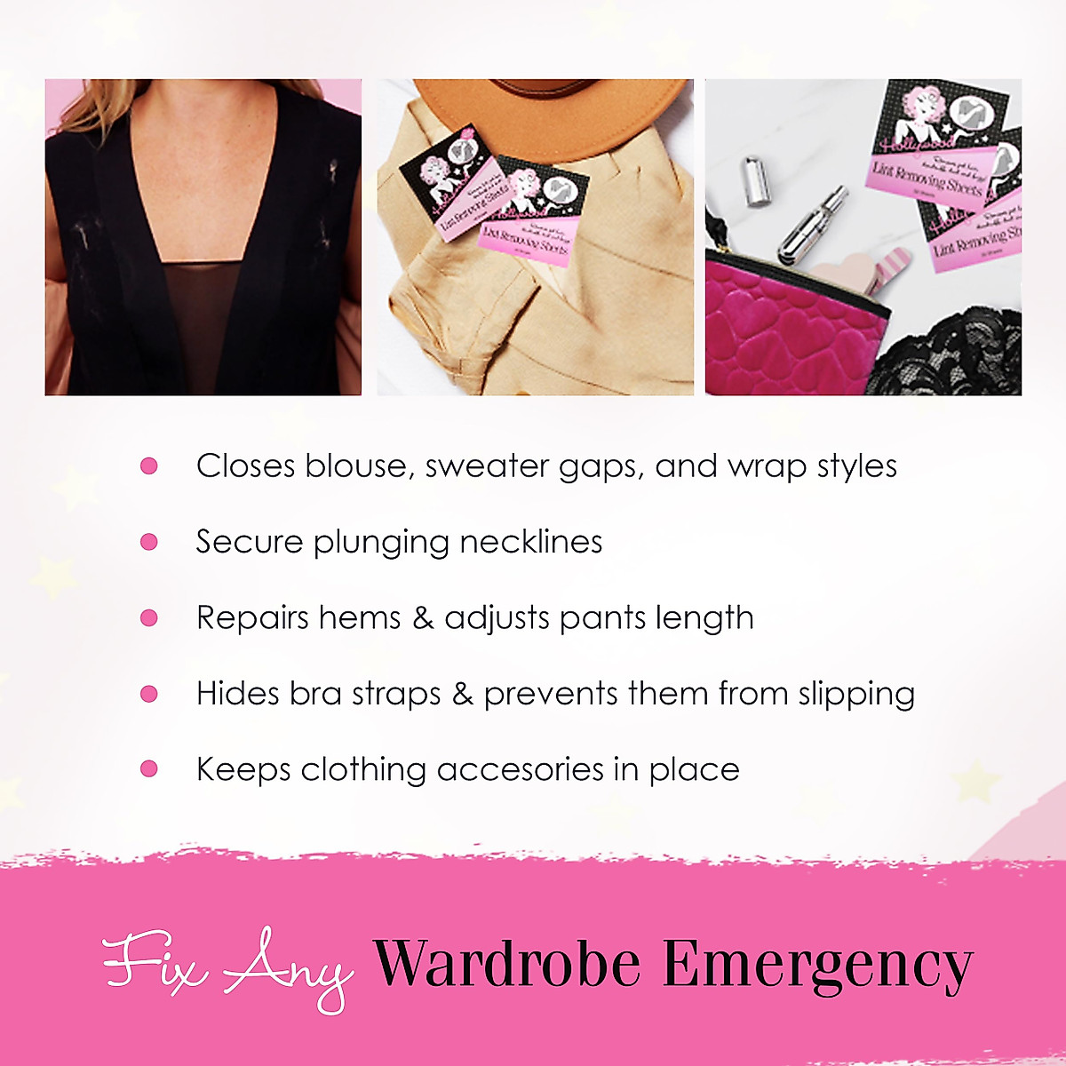 Hollywood Fashion Secrets Medical Quality Double-Stick Apparel Tape, 3 tins x 36 Strips Value Pack