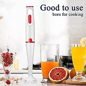 TIKABABA Electric Hand Immersion Blender with 400W Turbo Mode,mixing Smoothies,Purees,Soups,Sauces by 2 Stainless Steel Blades(Red)