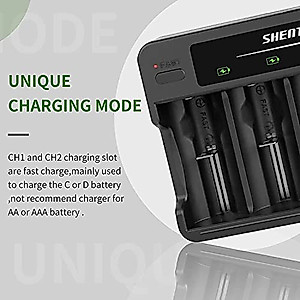 Shentec Rechargeable C Batteries, 5000mAh 1.2V Ni-MH High Capacity 4 Pack C Size Battery with Charger