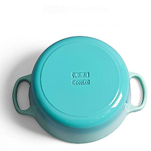 MYYINGBIN Cast Iron Pot with Non-Stick Enamel Coating Soup Casserole Stew Pot with Handle Easy Clean, Blue, 4L