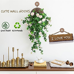 BeiLeiNiceHK Wall Hooks for Hanging Heavy Duty, 4 Packs Black Walnut Coat Hooks Wall Mount Small Wooden Decorative Wall Hanging Hooks