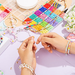 Goldwise Friendship Bracelet Kit - 16000 pcs with 48 Colors Glass Seed Beads (2/3/4mm), 24 Colors Clay Beads, 7 Styles Letter Beads (A-Z), Variety of Charms, DIY Jewelry & Bracelet Making Crafts