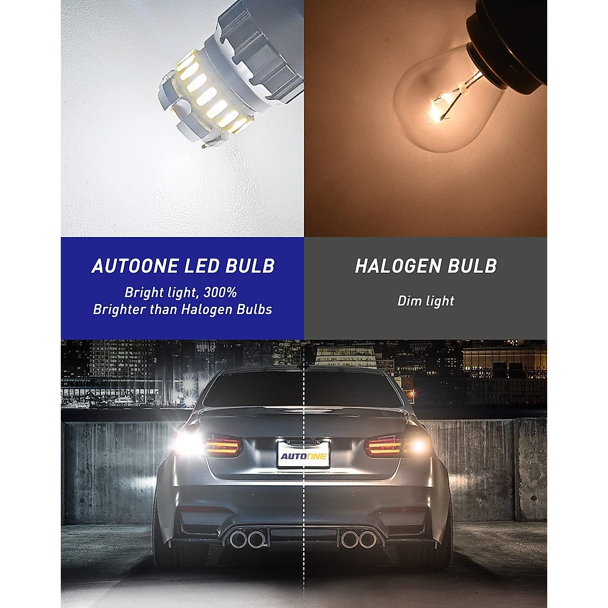 AUTOONE 1157 LED Bulb White 6500K, 2057 2357 7528 BAY15D LED Bulbs for Backup/Reverse Light, Tail Light, Brake Light, 300% Brighter Canbus Ready Plug and Play LED Bulbs, Pack of 2