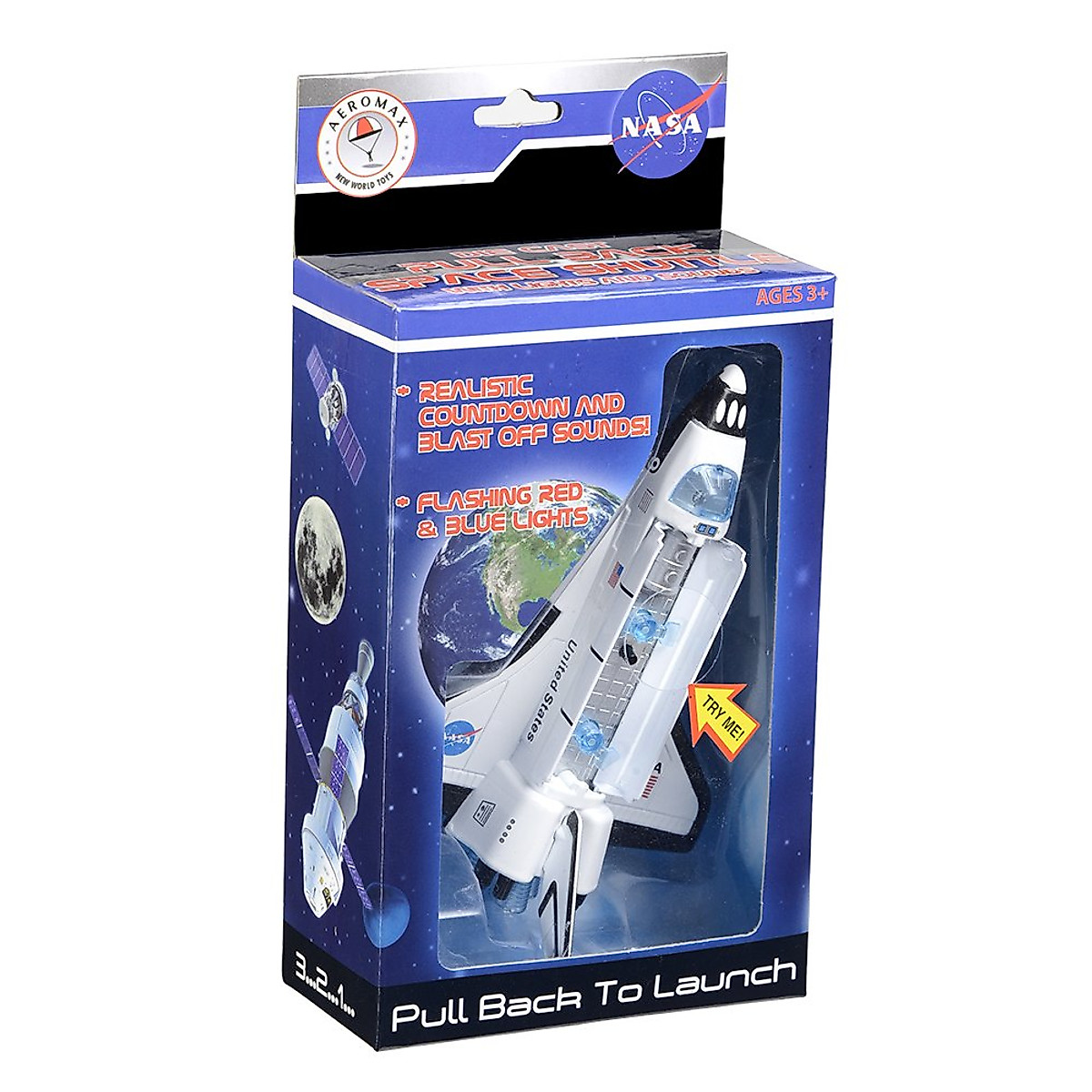 Aeromax Pull Back Space Shuttle, Boxed Die Cast, White