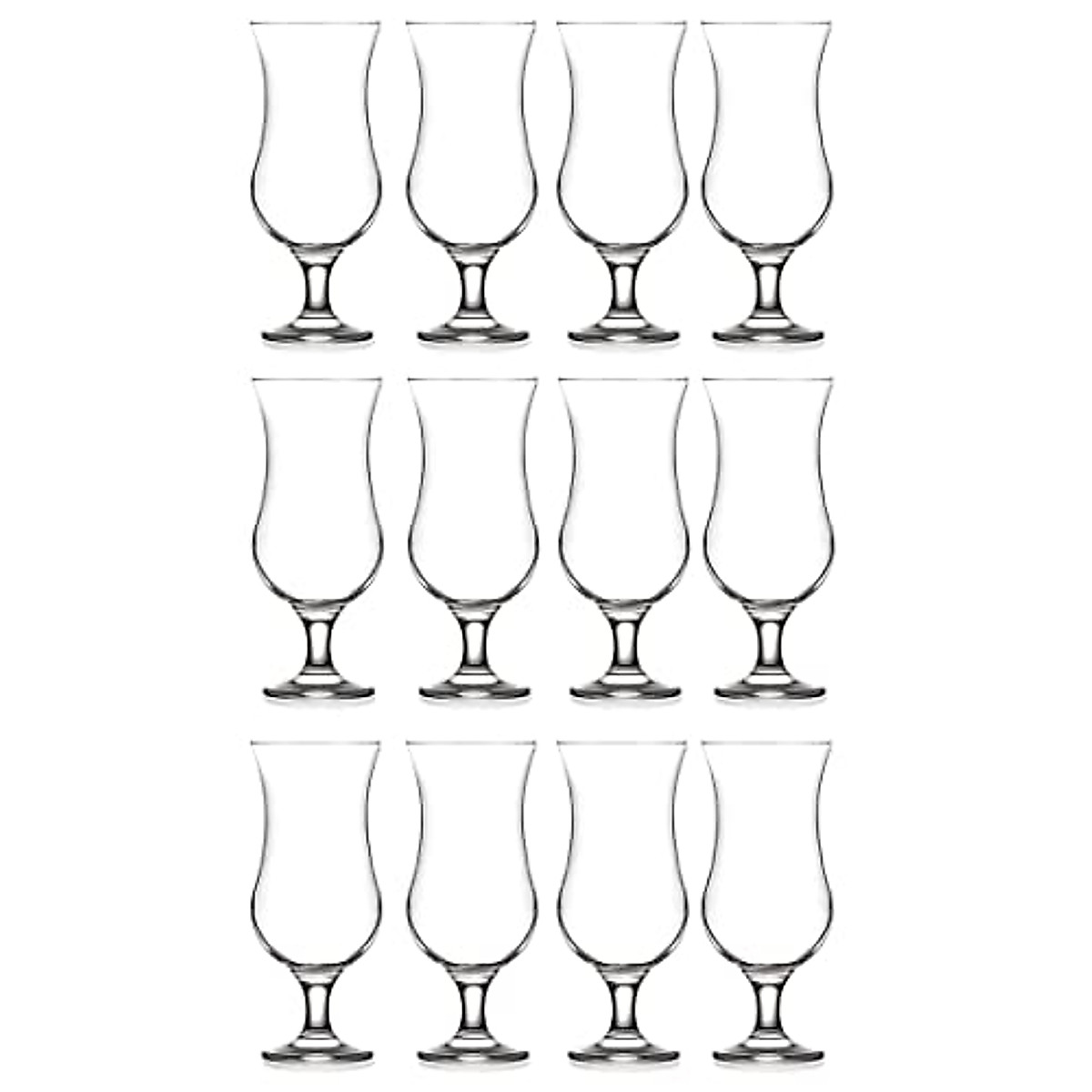 Epure Venezia Collection 12 Piece Hurricane Glass Set - Perfect for Drinking Pina Coladas, Cocktails, Full-Bodied Beer, Juice, and Water (Pina Colada (15.5 oz))