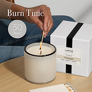 LAFCO New York Classic Candle, Champagne - 6.5 oz - 50-Hour Burn Time - Reusable, Hand Blown Glass Vessel - Made in The USA