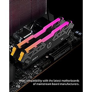 HP V8 RGB RAM 16GB Kit (8GBx2) DDR4 3000MHz CL16 1.35V Desktop Computer LED Memory - 8MG00AA#ABC