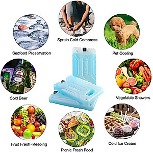 TOURIT Ice Packs for Coolers Long Lasting Reusable Ice Pack for Lunch Bags Boxes and Cooler Bag, Ice Block for Backpack Camping, Beach, Picnics, Fishing and More