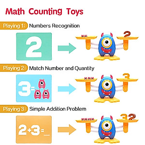 KANKOJO Monster Balance Cool Math Game for Age 3-5, Toddler Learning Resources Number Blocks Preschool Games, Kids STEM Montessori Educational Toys Gifts for 4 Year Old Boys Girls