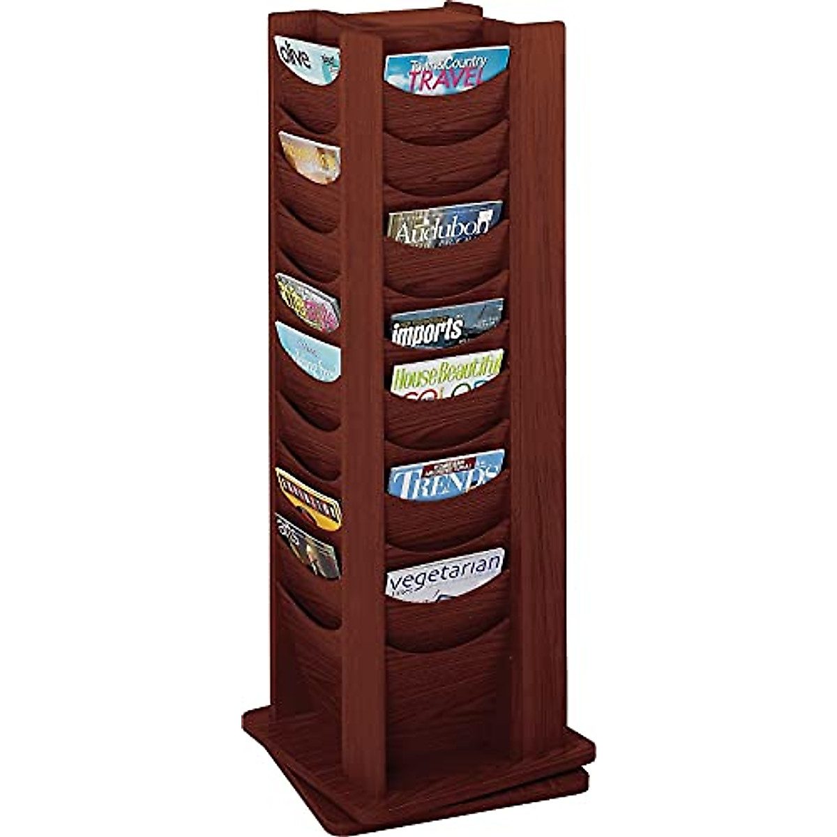 Safco 4335Mh Rotary Display 48 Compartments 17-3/4W X 17-3/4D X 49-1/2H Mahogany