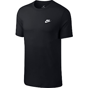 Men's Nike Sportswear Club T-Shirt, Nike Shirt for Men with Classic Fit, Black/White, XS