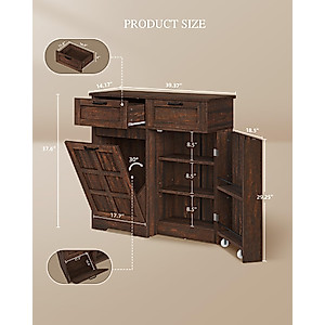 YITAHOME Trash Can Cabinet with Drawers, Tilit-Out Hidden Garbage Bin Cabinet Kitchen Island with Drawers, Shelves, Self-Standing Laundry Hamper, Recycling Cabinet with Drawer, Storage Rack Brown Oak