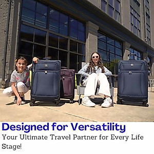 Skyway Epic Softside Large Checked Luggage - Lightweight Suitcase with Wheels | TSA Approved Travel Bag | Spinner Suitcase | Large Luggage Set with Telescoping Handle, 28 inch, Surf Blue