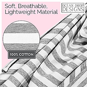 Ocean Drop 100% Cotton Mommy and Me Robe and Swaddle Set - Maternity Robe for Hospital - Delivery Gown for Hospital Maternity 4pc Set (Robe, Socks, Baby Swaddle Blanket, Baby Hat & Gift Box)