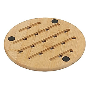 Bamboo Trivet Kitchen Natural Bamboo Trivet Mat Set Heat Resistant Pads Bamboo Hot Pads Trivet Non-Slip Pads Square and Round for Hot Dishes/Pot/Bowl/Teapot/Pans(2Small Round+2 Round+2Square+1Rack)
