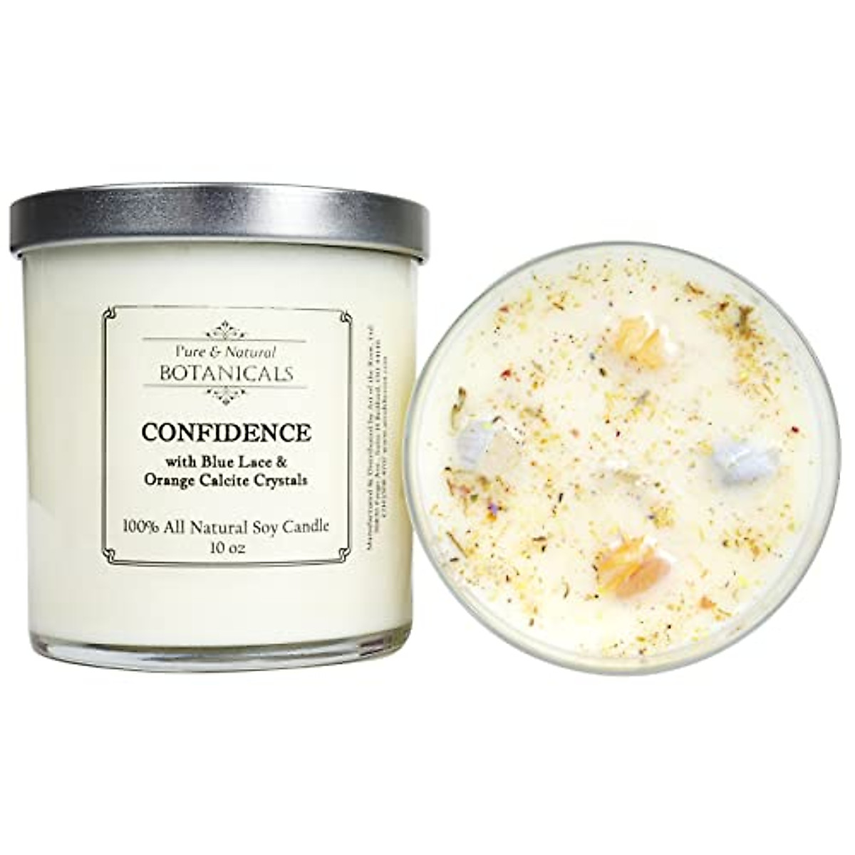 Confidence Natural Soy Candle 10 oz | Natural & Non Toxic with Crystals, Herbs, & Essential Oils | Courage, Self-Esteem & Self-Worth Rituals | Wiccan Pagan & Spirituality.