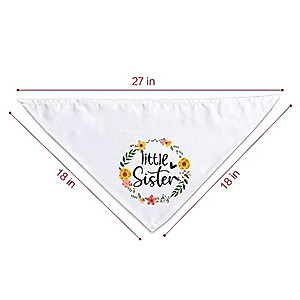Ptzizi Funny Little Sister White Wreath Cotton Triangle Dog Bandana Pet Dog Bibs Scarf, Small Medium Large Boy Pet Dog Birthday Party Props for Pet Dog Lovers Gift
