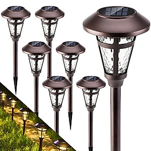 GIGALUMI 6 Pack Super Bright Solar Lights Outdoor Waterproof, High Lumen Solar Garden Lights, Metal Solar Pathway Lights Outdoor, Solar Sidewalk Lights for Yard, Patio, Landscape, Walkway