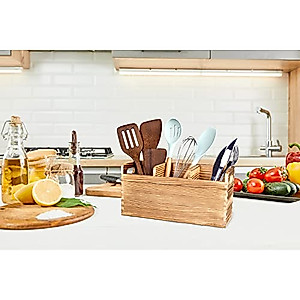 RedCall Utensil Holder,Wood Cooking Utensil Organizer,Large Farmhouse Utensil Holder for Counter top,Rustic Spoon Spatula Holder Kitchen Tools Storage Caddy Decor