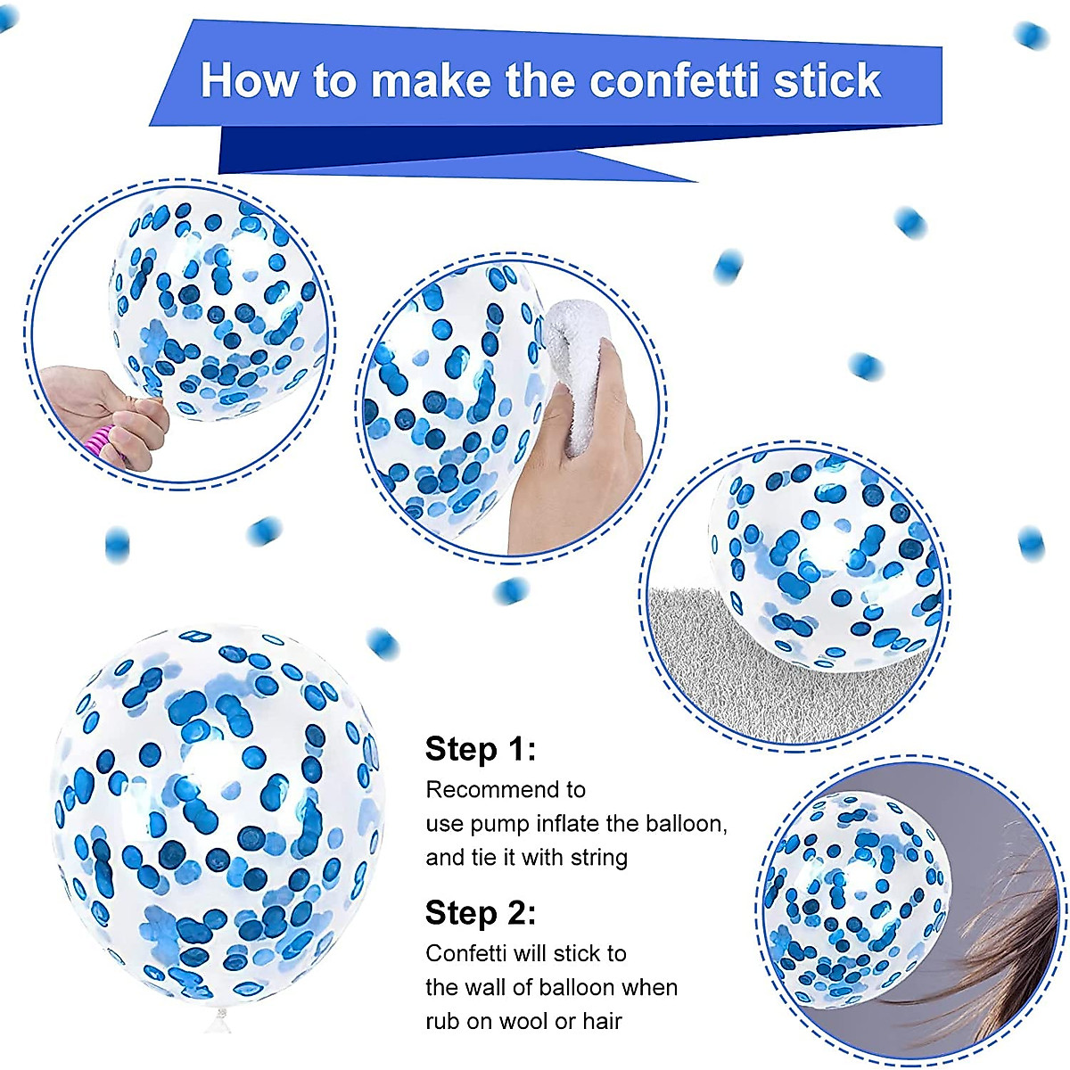 Blue and Silver Balloons 90Pcs Royal Blue and Silver Confetti Balloons 12 Inches White and Blue Latex Balloons for Baby Shower, Birthday, Bridal Shower, Wedding Party Decoration