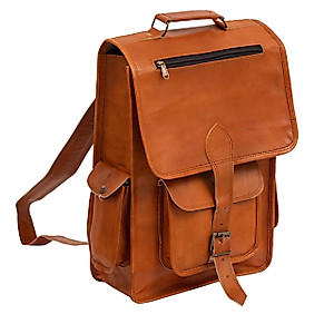 Shy Shy Let’s Touch The Sky 16" Vintage leather Backpack Laptop Messenger Bag Lightweight School College Rucksack Sling for Men Women