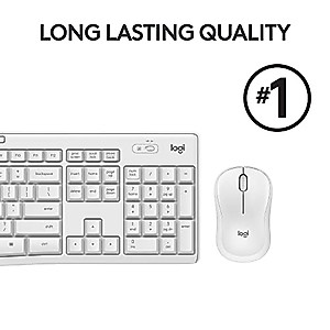Logitech MK295 Wireless Mouse & Keyboard Combo with SilentTouch Technology, Full Numpad, Advanced Optical Tracking, Lag-Free Wireless, 90% Less Noise - Off White