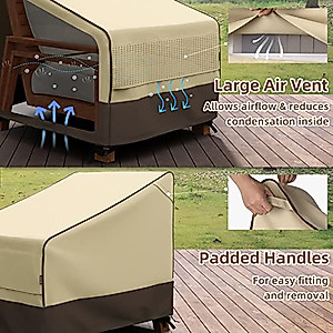 MR.COVER Outdoor Chair Covers Waterproof, 32-Inch Patio Furniture Covers for Lounge Deep Seat, Large Air Vents, UV-Resistant & Heavy Duty Material, Brown & Khaki, 2-Pack