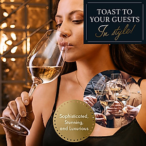 White Wine Glasses Set of 4 - Hand Blown Crystal Wine Glasses - Modern Long Stem Wine Glasses - Tall Chardonnay Wine Glasses with Stem For Wedding, Christmas, Wine Tasting, Wine Lovers - 18 oz, Clear